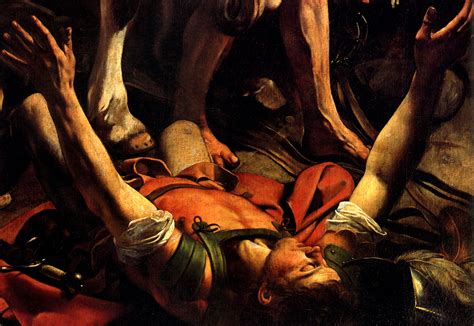 A Painting Of A Man Laying On The Ground