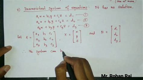 concept of system of linear equations consistent and inconsistent system youtube
