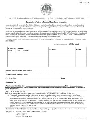 Form Wa Bellevue School District Declaration Of Intent To