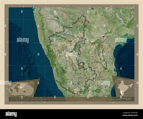Karnataka State Of India High Resolution Satellite Map Locations And