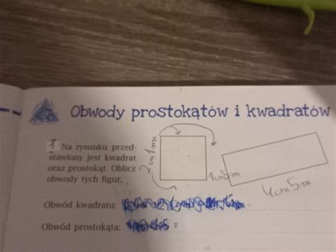 T Na rysunku przed stawiony jest kwadrat oraz prostokąt Oblicz obwody