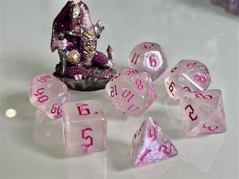 Moonstone Opal Pink Polyhedral Dice For Rpg Games Like Dungeons And Dragons And Pathfinder Dnd