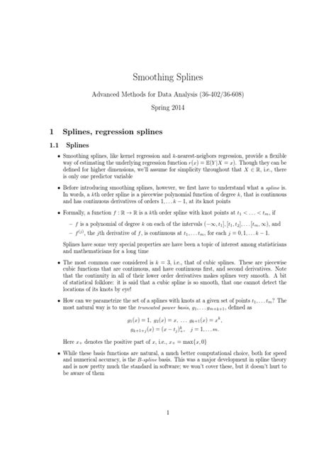 smoothspline pdf pdf spline mathematics regression analysis