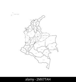 Colombia Mapa político de las divisiones administrativas