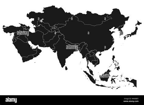 Mapa de Asia con límites ilustración vectorial ilustración vectorial