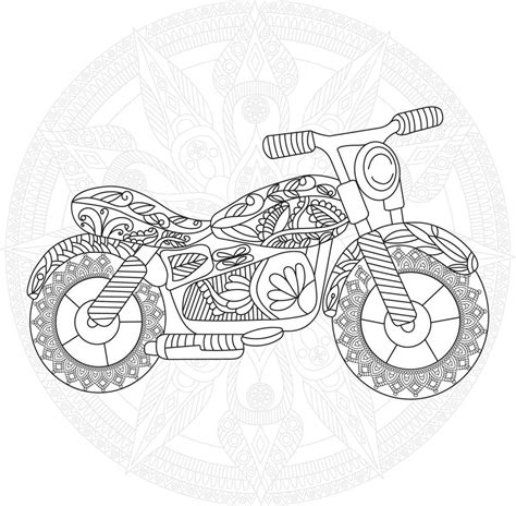 Mandalas De Motos Para Colorear O Ni Os Vector En Vecteezy