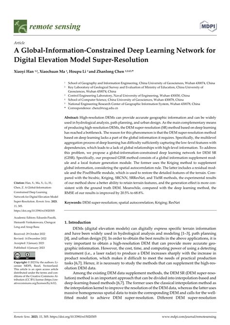 pdf a global information constrained deep learning network for digital elevation model super