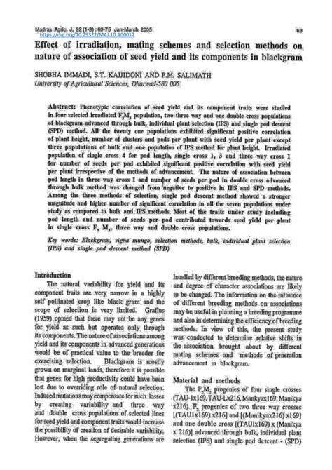 pdf effect of irrigation mating schemes and selection methods on nature of association of