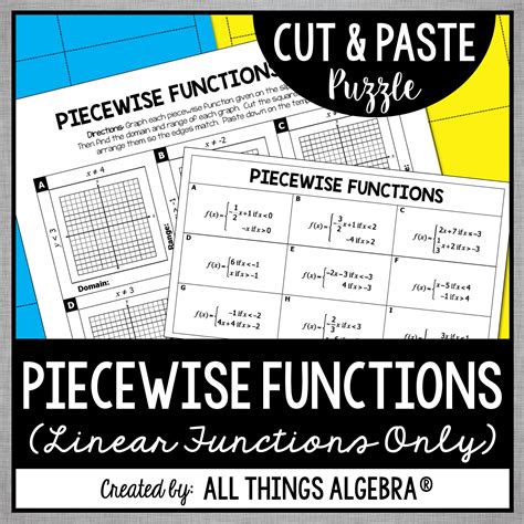 Piecewise Functions Linear Functions Only Cut Paste Puzzle All
