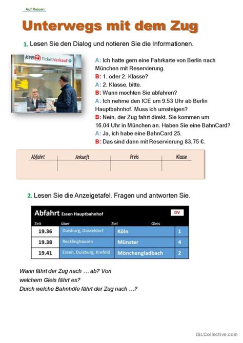 Auf Reisen Übungen allgemeine Deutsch DAF Arbeitsblätter pdf doc