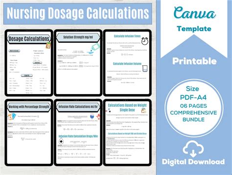Nursing Dosage Calculations Cheat Sheets Med Calculations Etsy