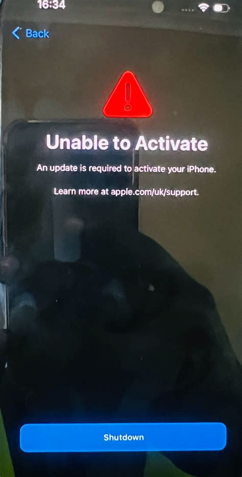 Error Unable To Activate An Update I Apple Community