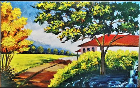 Quadros Decorativos Pintura em Tela Paisagem Ipê Amarelo Elo7