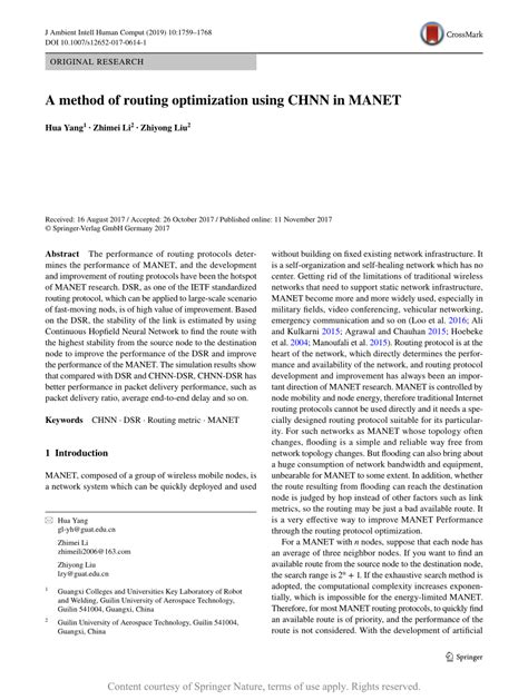 a method of routing optimization using chnn in manet