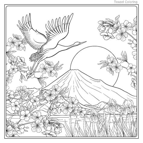 Pin By Jamie Worthingtondove On Coloring Pages Japanese Landscape