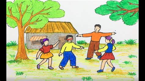 Tổng hợp 50 mẫu tranh vẽ về trò chơi dân gian hấp dẫn và sáng tạo