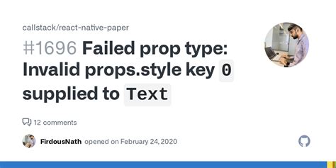 Failed Prop Type Invalid Props Style Key Supplied To Text
