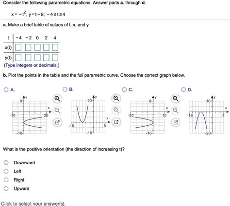 solved consider the following parametric equations answer
