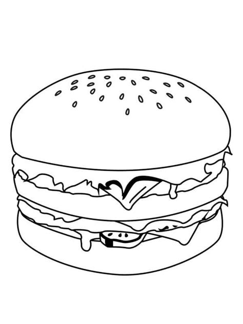 美しいおいしいハンバーガー 印刷可能ぬりえ無料ダウンロード