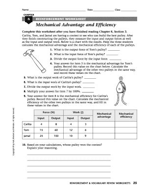 Mechanical Advantage And Efficiency Worksheet Fill And Sign