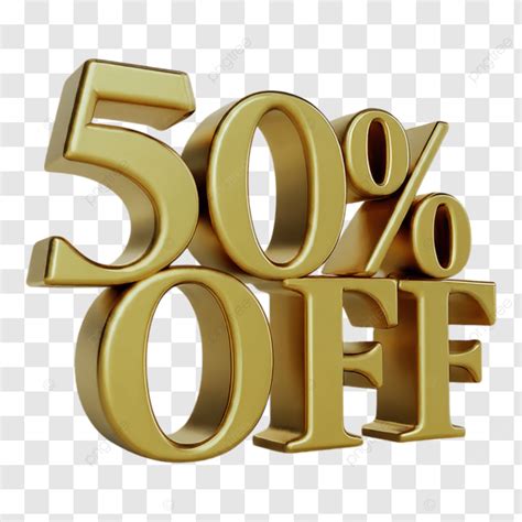3d Golden 50 Percent Off Discount Sign 50 Off Discount Price