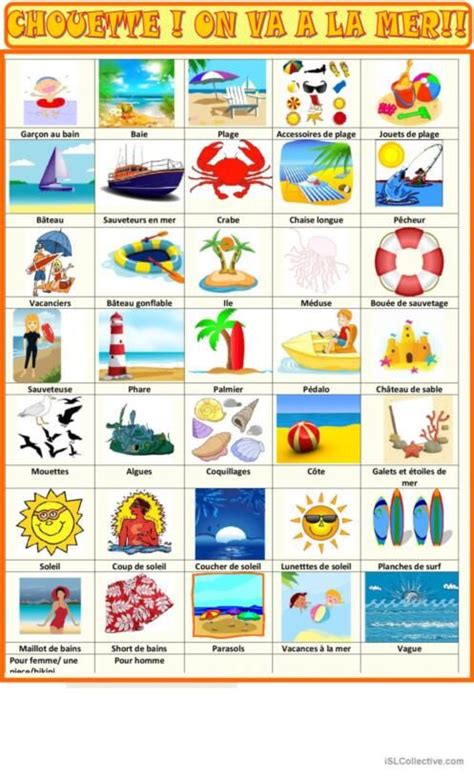20 Vacanc mer Français FLE fiches pedagogiques pdf doc in 2024