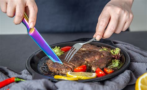 Amazon WELLSTAR Rainbow Serrated Steak Knife Set Of 6 Razor Sharp