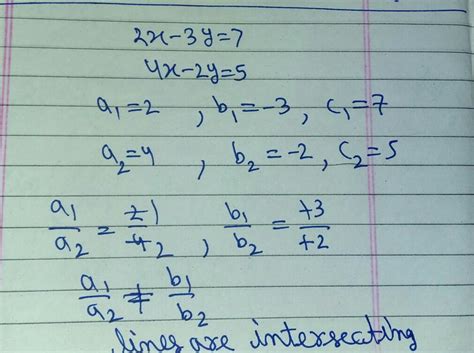 On Comparing The Ratio A1 A2 B1 B2 And C1 C2 Find Out Whether The The