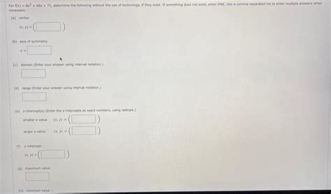 solved for f x 8x2 48x 71 determine the following without