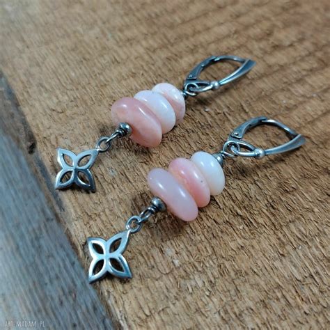 opal z kwiatkiem kolczyki ღ art Madam pl