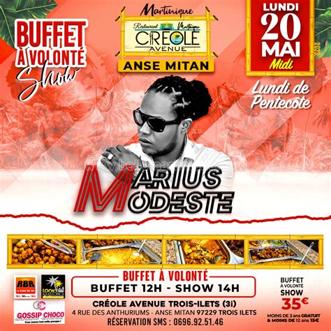 Marius Modeste show Résa gratuite en ligne Agenda Belle Martinique