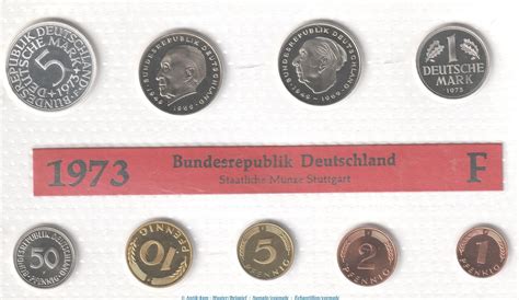 10 68 DM 1973 F Kursmünzensatz Deutschland KMS mit 9 Münzen