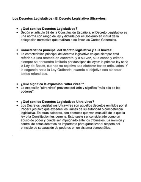 Guión Los Decretos Legislativos y ultra vires Los Decretos