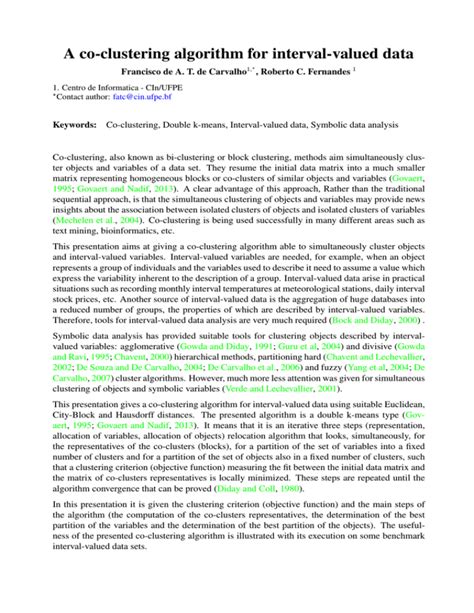 a co clustering algorithm for interval valued data