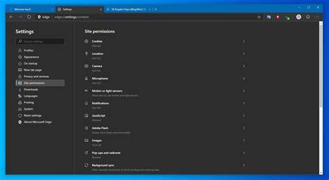 Setting Up Site Permissions In Chromium Microsoft Edge