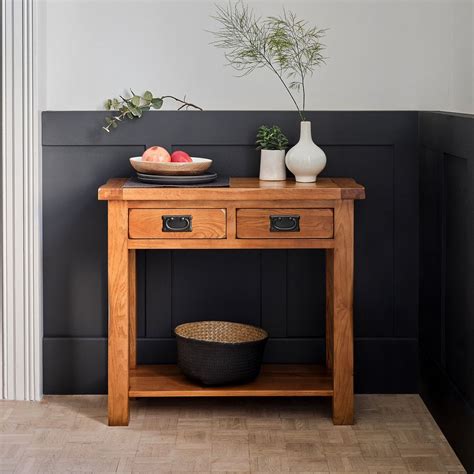 Rustic Console Table In Solid Oak Oak Furnitureland