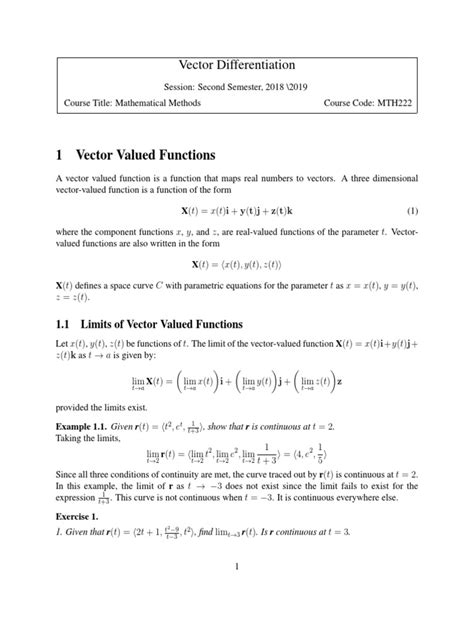 vector differentiation 1 1 limits of vector valued functions pdf derivative gradient