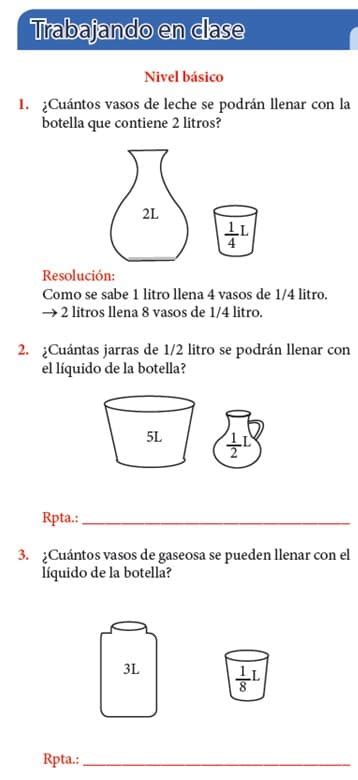 Fichas De Unidades De Capacidad Para Cuarto De Primaria
