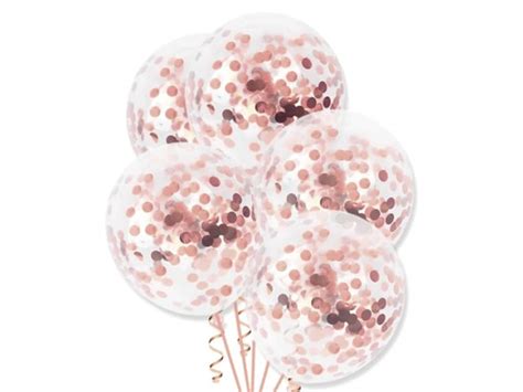 Balony przezroczyste z konfetti złoty róż 30 cm 5 szt Dobra Cena