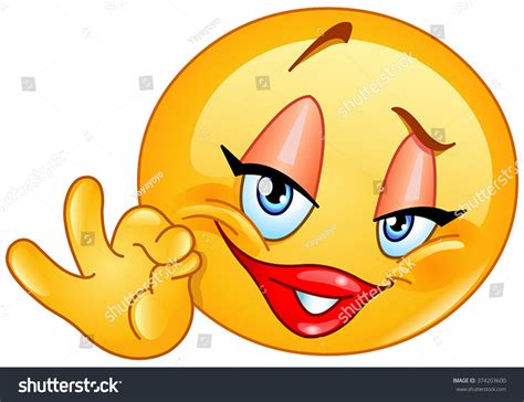 Female Emoticon Showing Ok Sign Stock Vector Illustration 374203600
