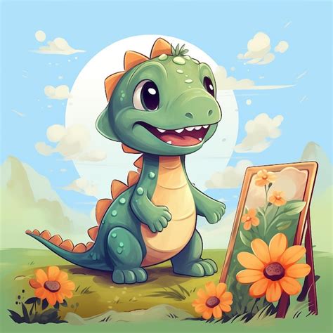 Desenho De Beb Dinossauro Vetor Premium