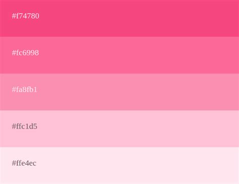 Paleta de cores rosa códigos de combinações e imagens