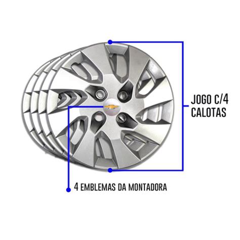 Jogo 4 Calotas Aro 15 Onix Prisma Prata 2013 2014 2015 2016 em Promoção