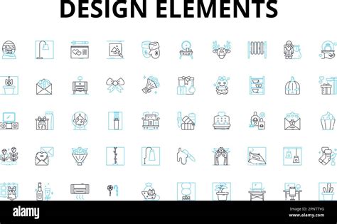 Conjunto De Iconos Lineales De Elementos De Dise O Color Tipograf A