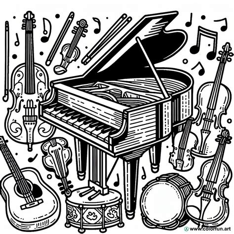 Coloriage facile d instruments de musique à Télécharger ou à Imprimer