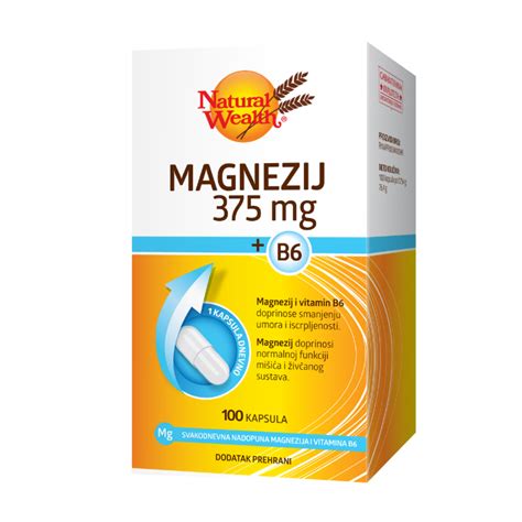NATURAL WEALTH MAGNEZIJUM 375 Mg B6 100 KAPSULA On line Apoteka Janković