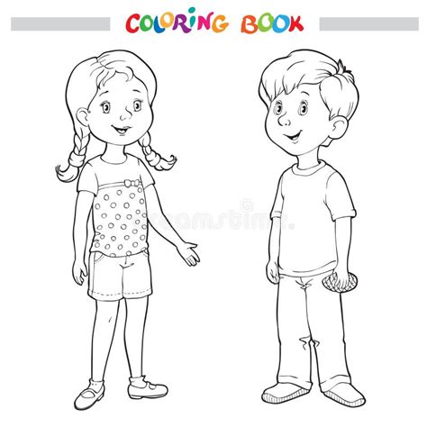 Livre De Coloriage Ou Page Garçon Et Fille Illustration de Vecteur