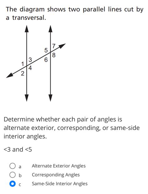 The Diagram Shows Two Parallel Lines Cut By A Transversal Determine