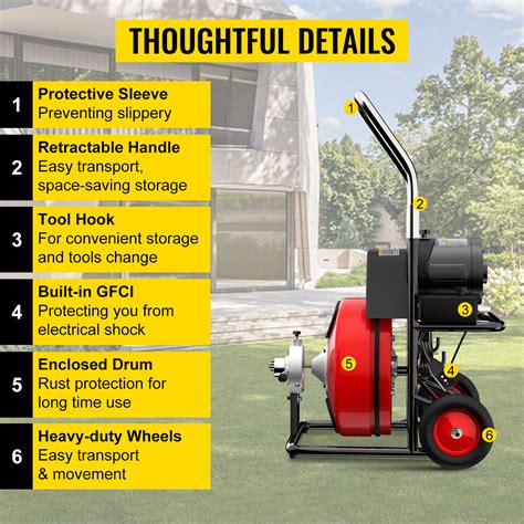 VEVOR 75 Ft X 3 8 Inch Drain Cleaner Machine Fit 1 1 4 Inch 32mm To 4