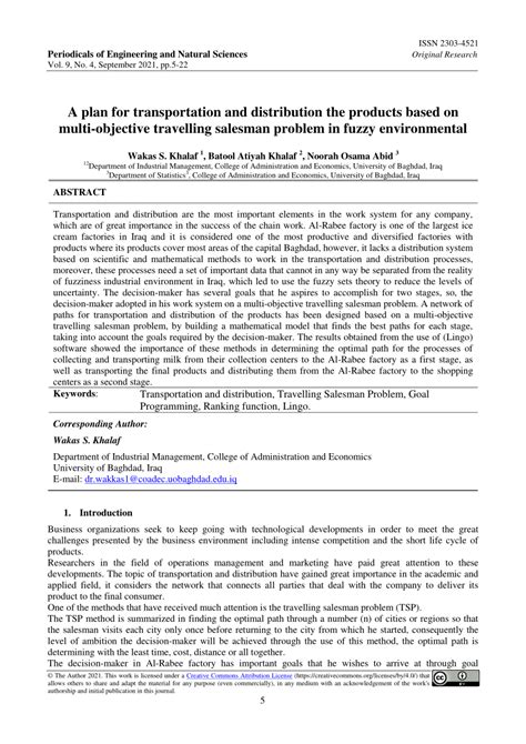 pdf a plan for transportation and distribution the products based on multi objective